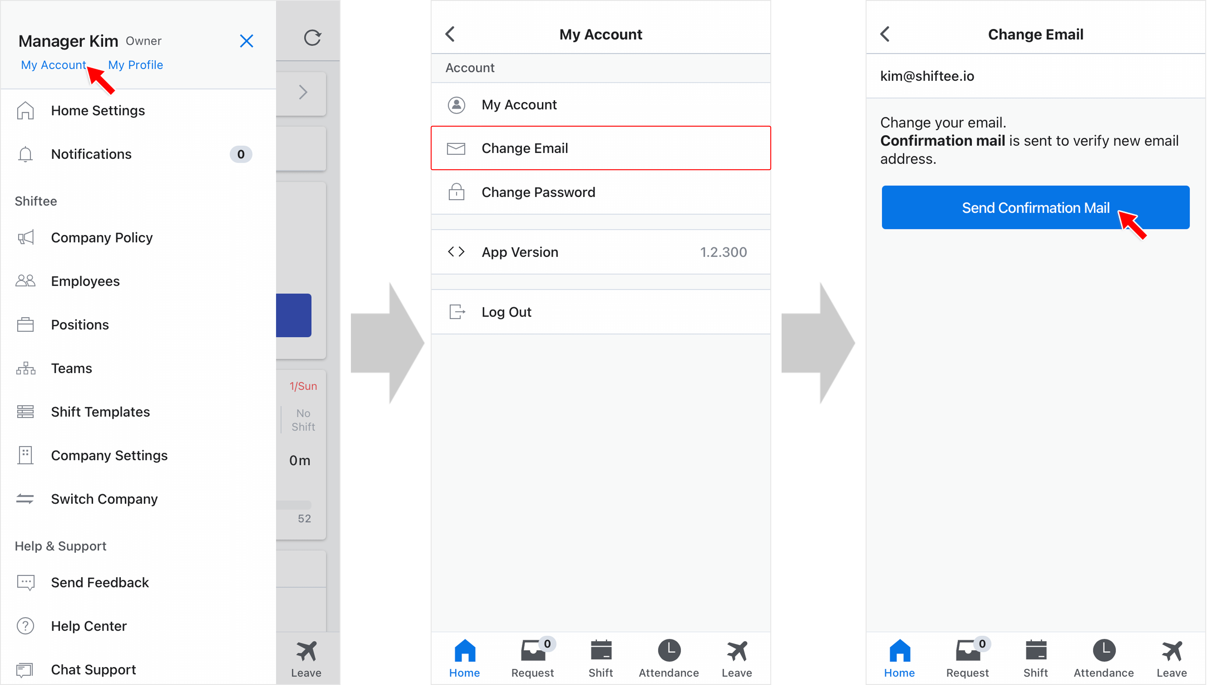 Change Email Address Shiftee